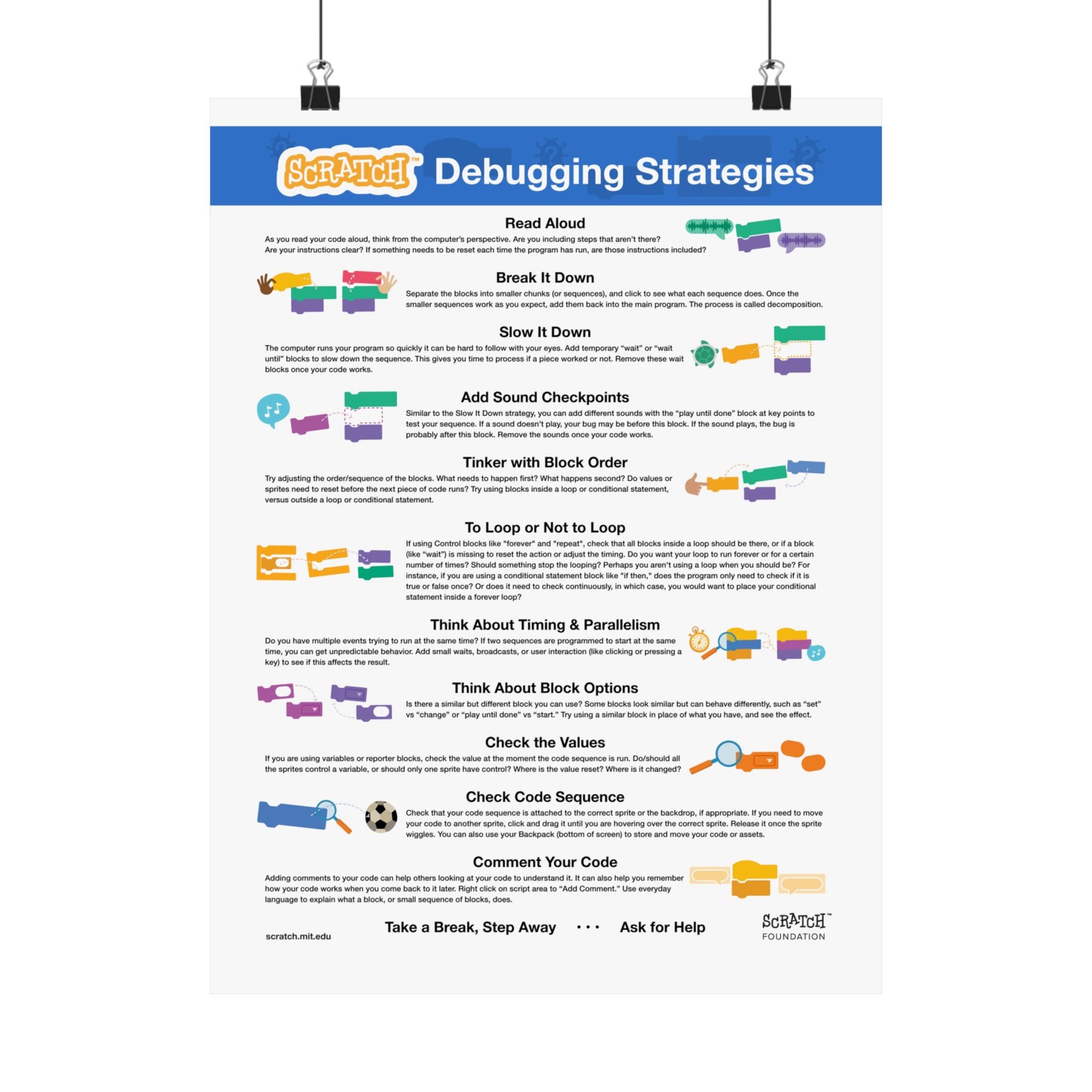 Scratch Debugging Poster for Classroom & Home – Scratch Foundation